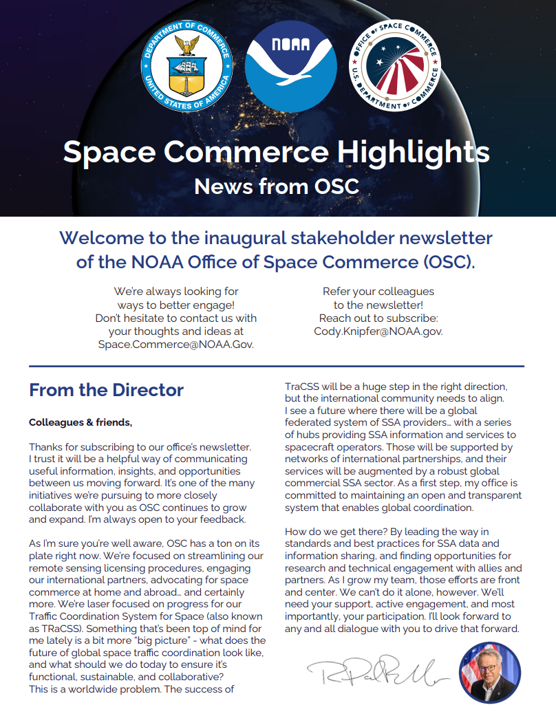 OSC Newsletters – Office of Space Commerce
